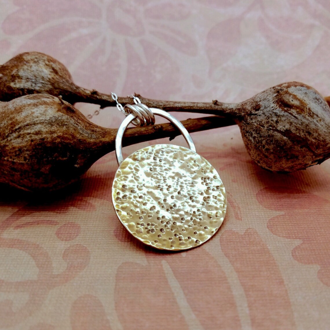 Mixed Metal Jewelry Simple Pendant Everyday Jewelry Minimalist Jewelry ...