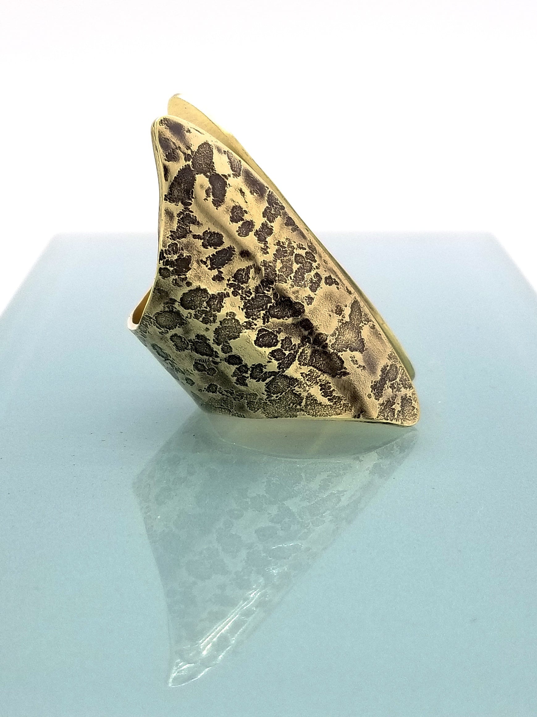 Chunky Full Finger Ring Gold Armor Ring Long Open Front Shield Ring ...