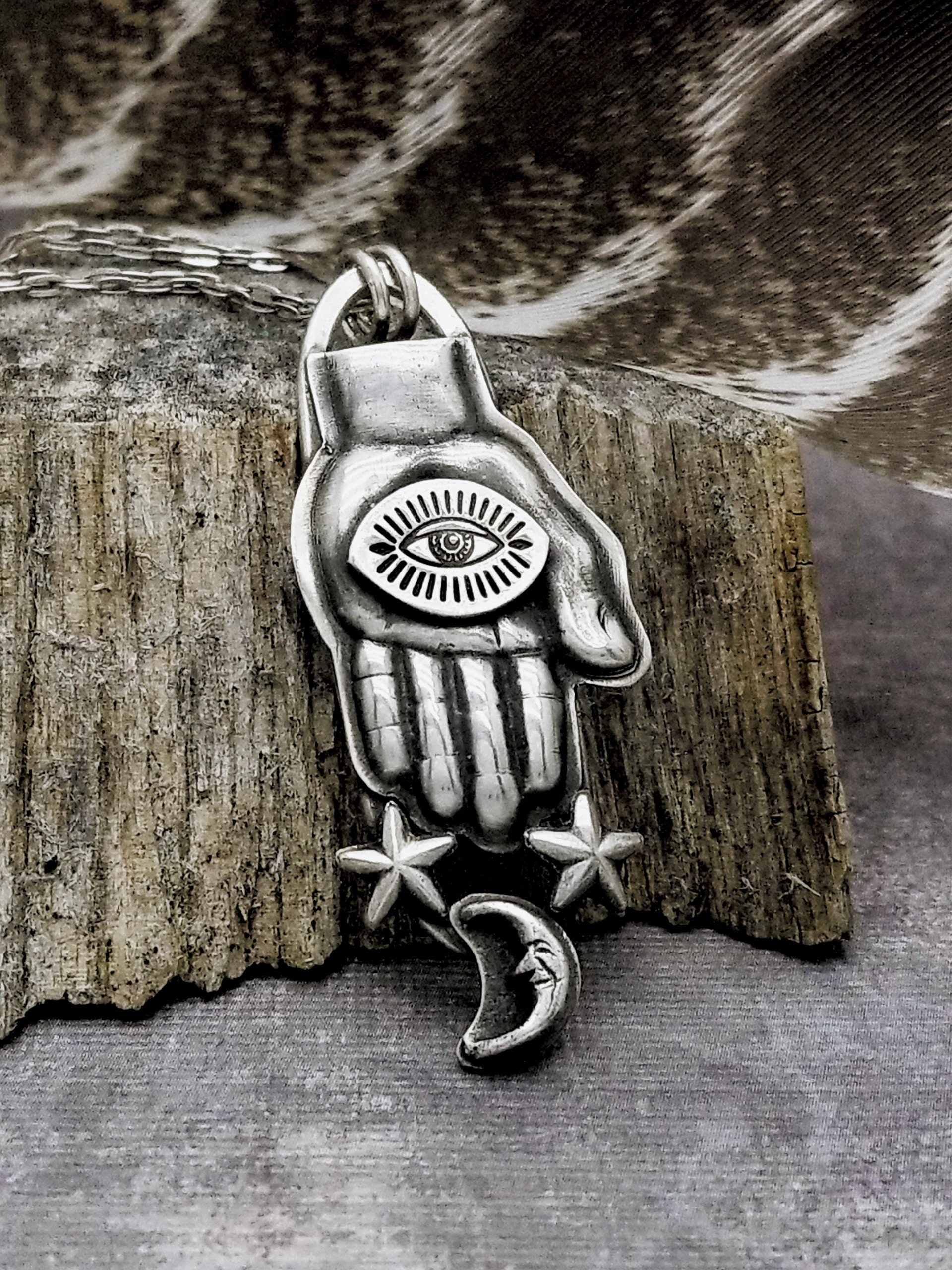 Palmistry Hand Necklace Celestial Witch Jewelry Third Eye | Etsy