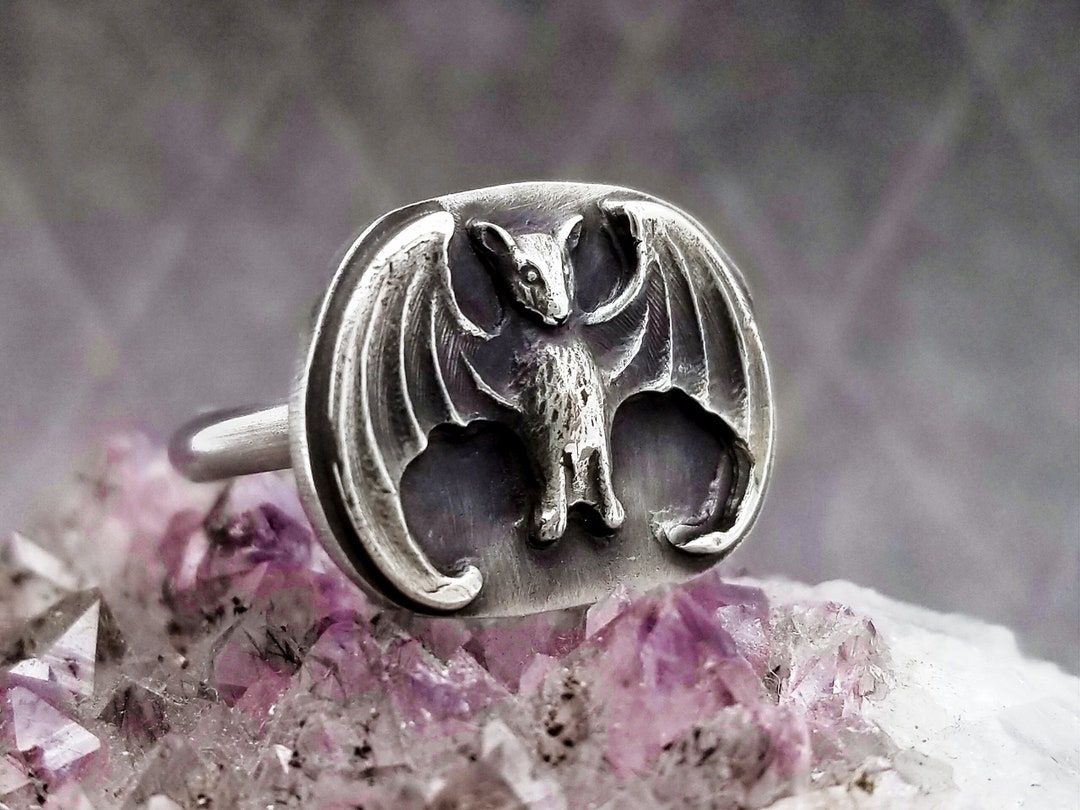 Silver Bat Ring, Vampire Bat Ring, Goth Gothic Bat Jewelry, Witch Ring ...