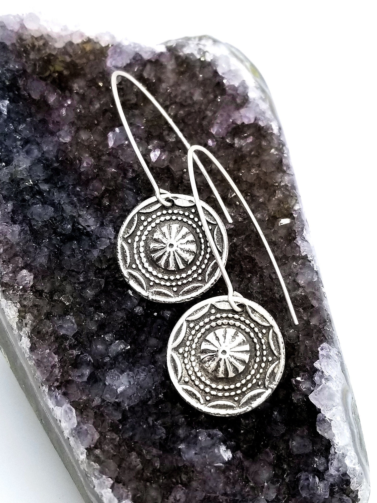 Cute Silver Mandala Earrings Mandala Jewelry Bohemian Jewelry | Etsy