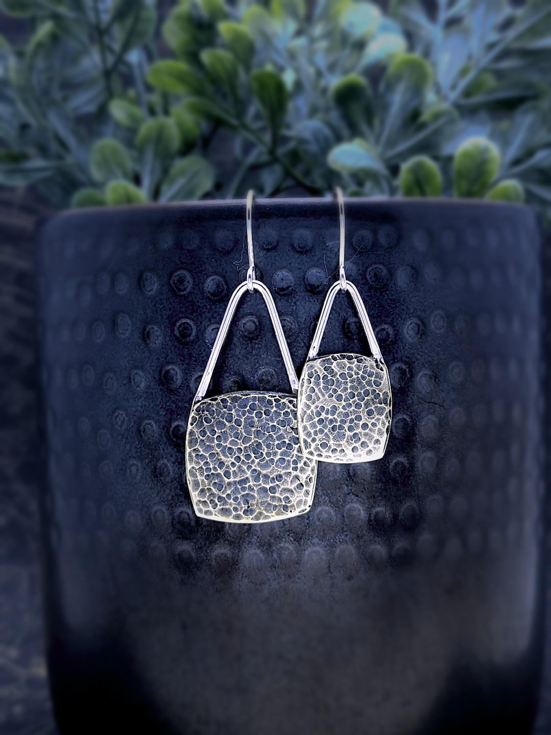 Simple Handmade Mixed Metal Earrings for Everyday, Hammered Gold and ...