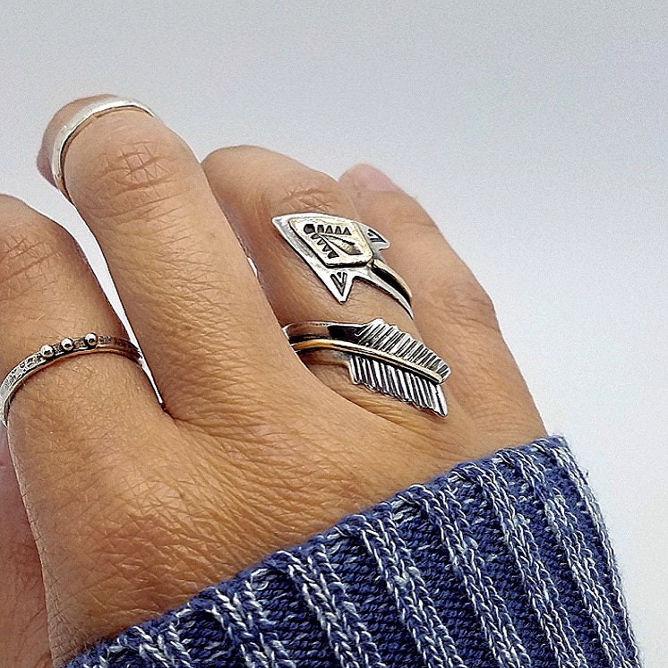 Silver Arrow Ring Arrow Jewelry Boho Ring Bohemian Jewelry | Etsy