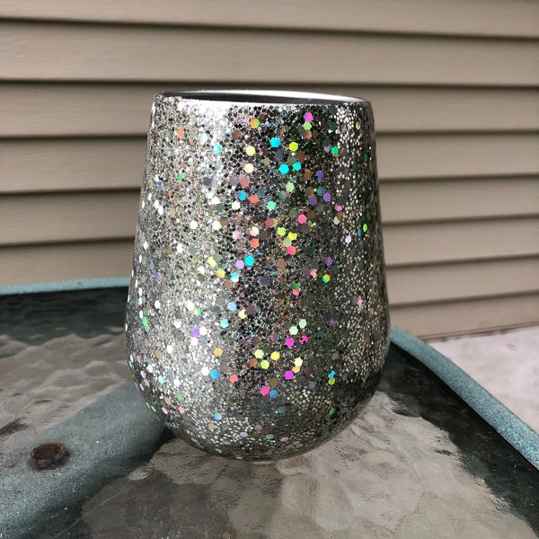 Glitter Wine Glass - Etsy