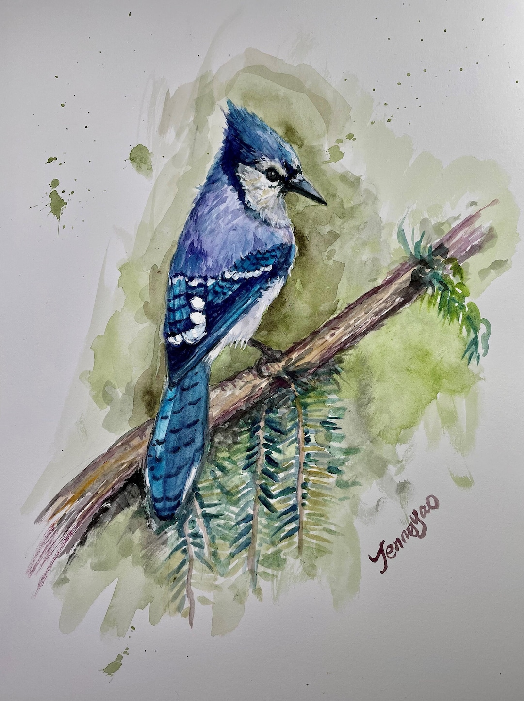 Original and Printing of Watercolor Painting, Blue Jay I, 230117 - Etsy