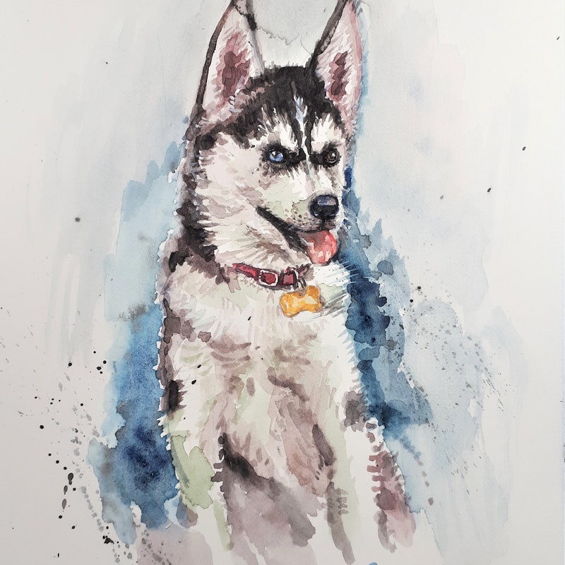 Husky Watercolor Painting - Etsy