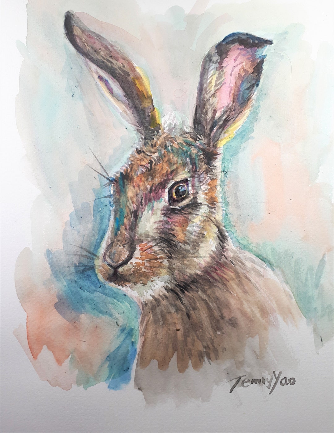 Original Watercolor Painting, Wild Rabbit, 9x12,210909 - Etsy