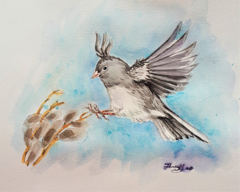 Original Watercolor Painting, Junco Bird in Flight, 1904241, 8"x10" - Etsy