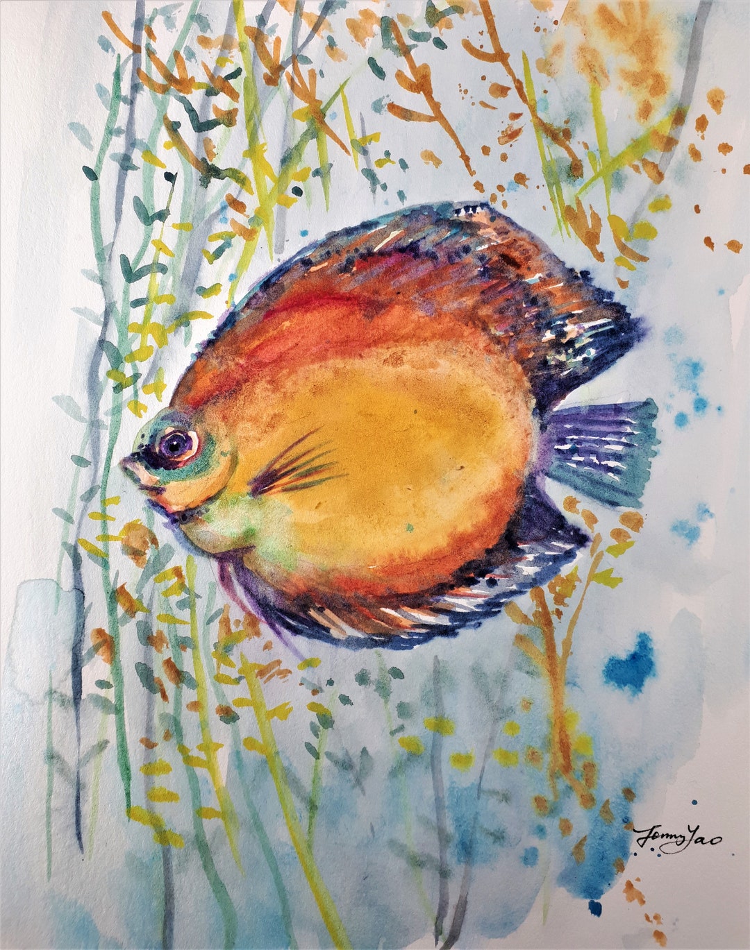 Original Watercolor Painting, Red Fish, 1906204, 10"x8" - Etsy