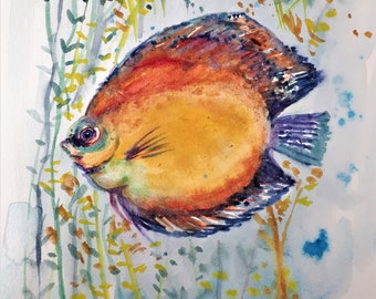 The Red Fish print From Original Watercolor Painting, Holiday Present ...
