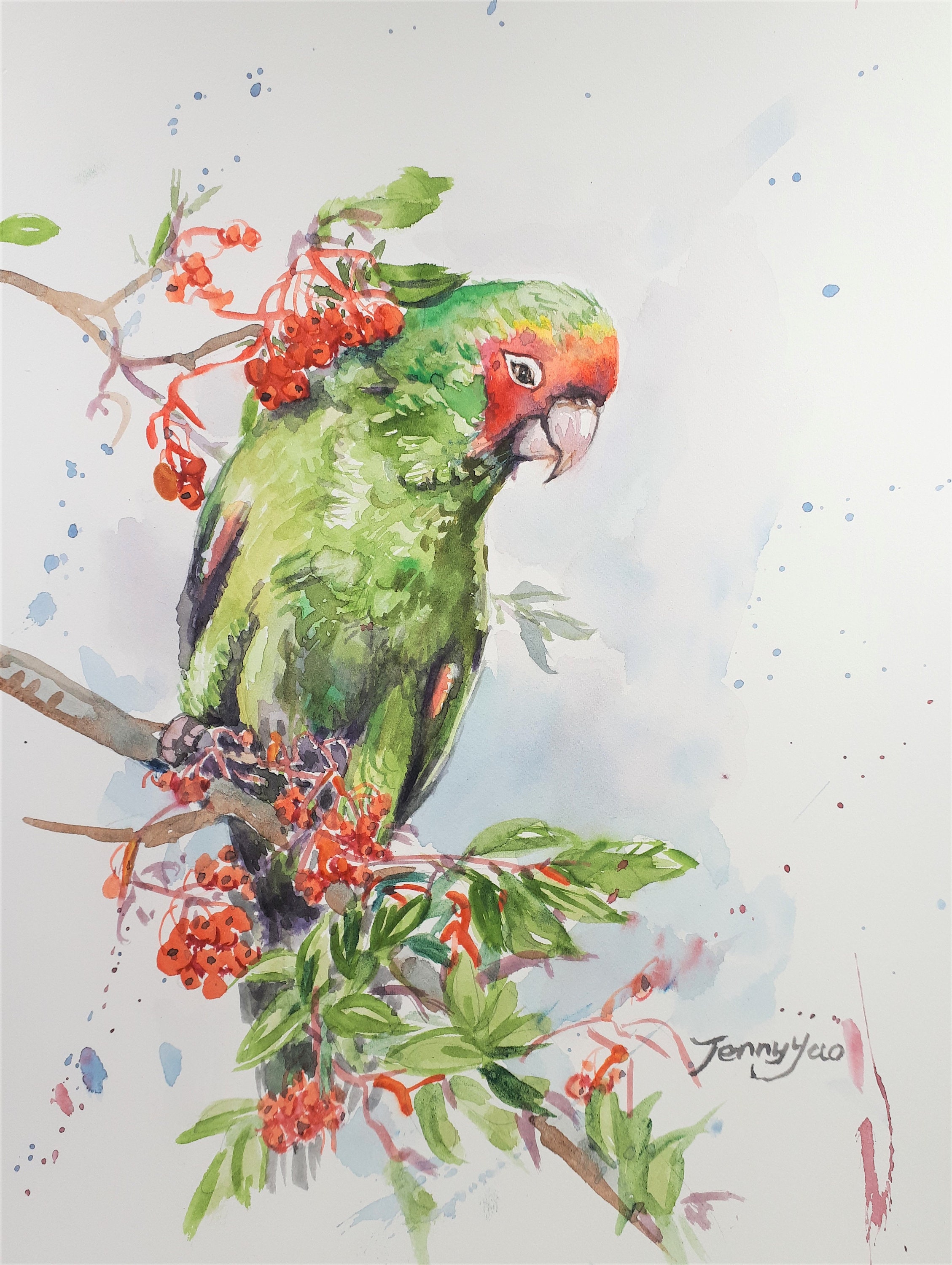 Green Parrot Painting