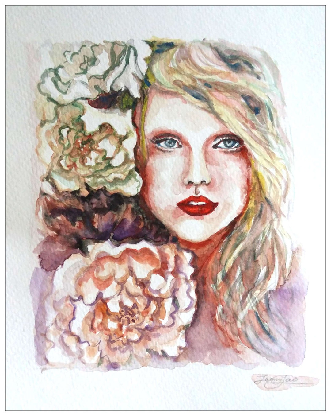 Original Water Color Painting, Girl With Flower I, 10"x8", 0906165 - Etsy
