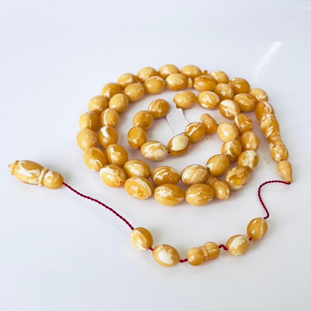 Natural Tiger Amber Islamic Prayer 45 Beads, Rosary Baltic Amber - Etsy