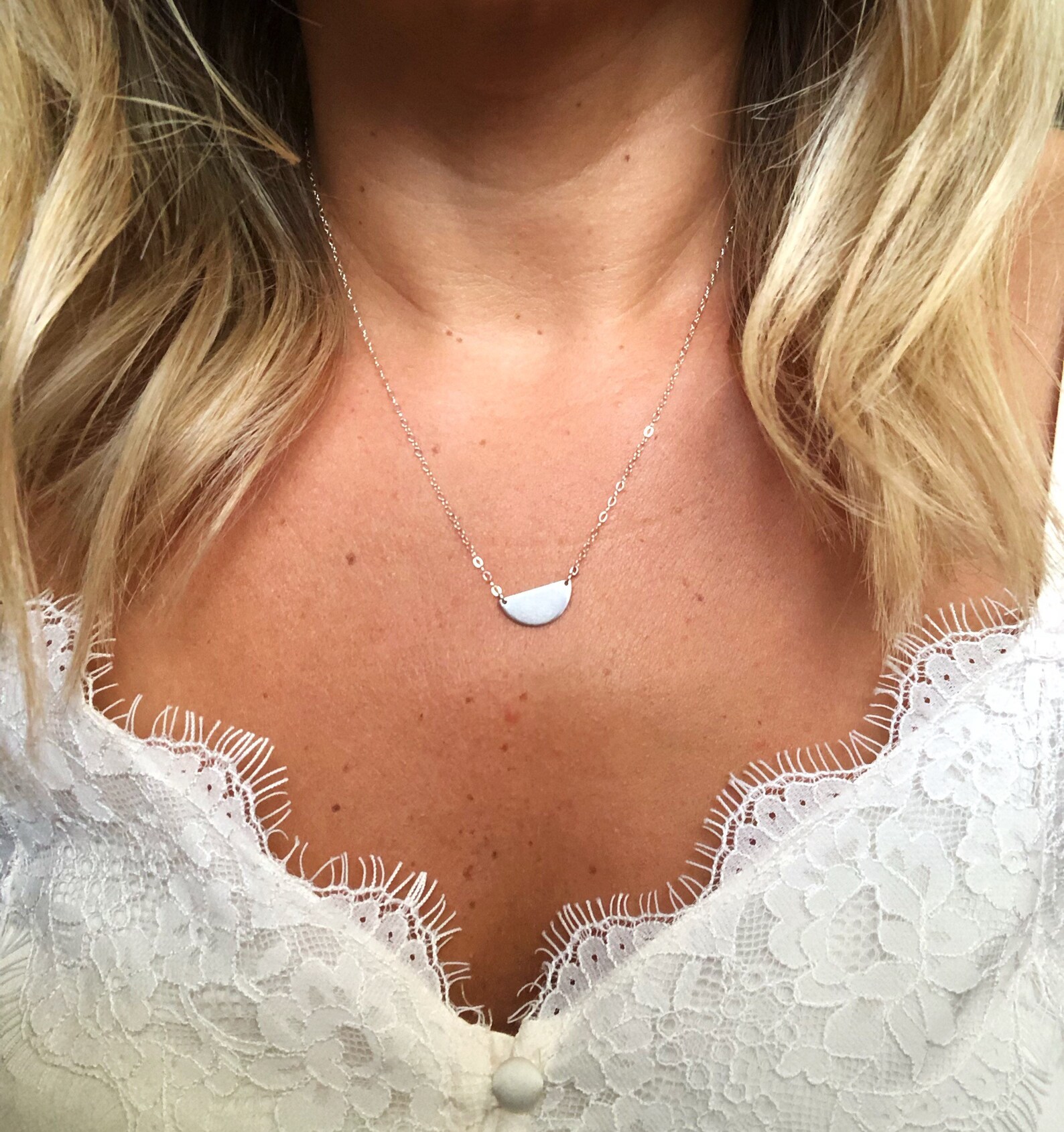 Half Moon Necklace / Half Circle Necklace / 14k Gold Filled / - Etsy