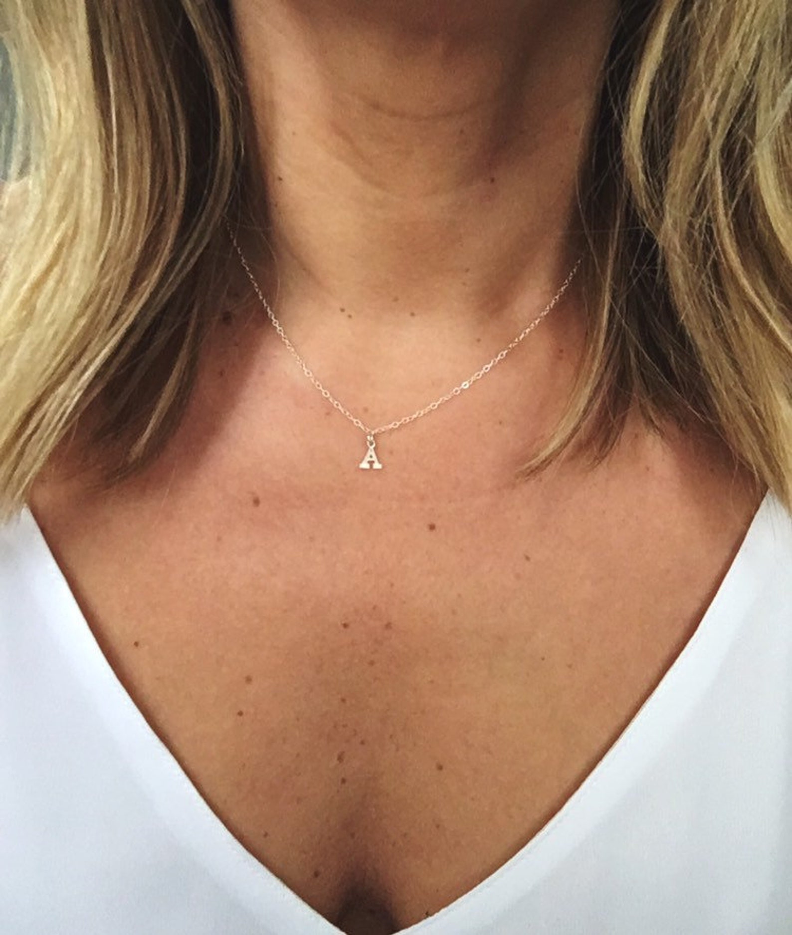 Initial Necklace / Petite Initials /small Initial Necklace / | Etsy