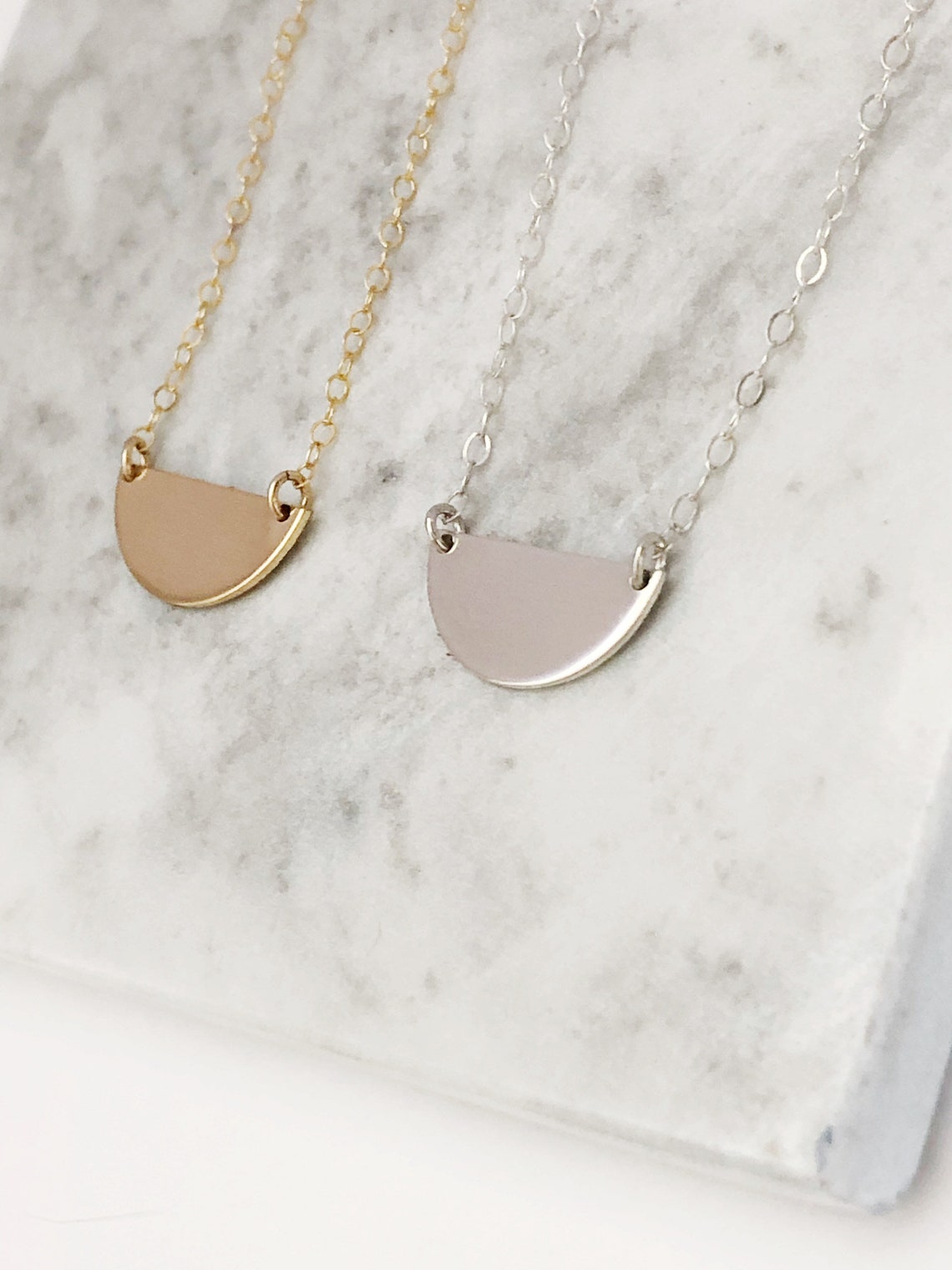 Half Moon Necklace / Half Circle Necklace / 14k Gold Filled / - Etsy