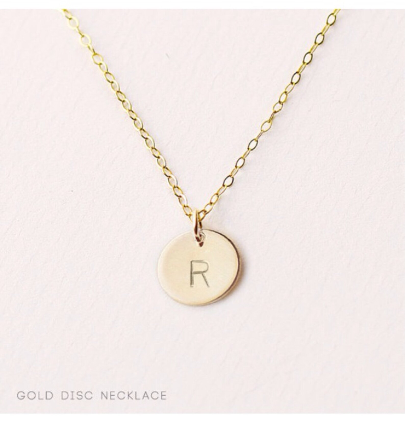 Hand Stamped /charm/ Initial Necklace in 14k Gold Filled - Etsy