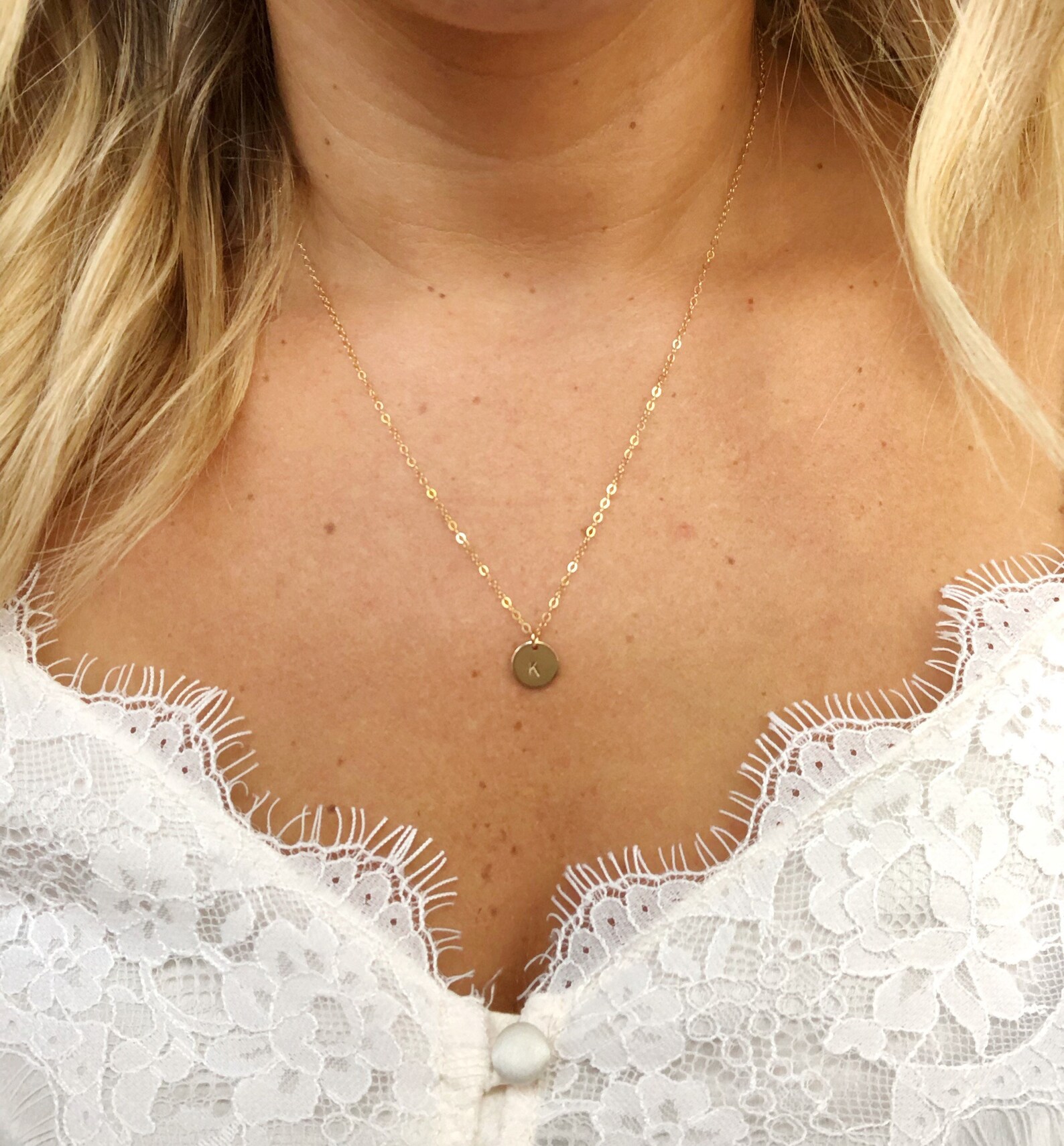 Hand Stamped /charm/ Initial Necklace in 14k Gold Filled - Etsy