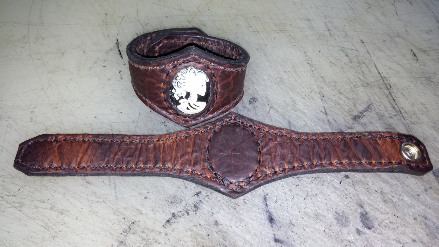 Pair Skull Cameo Buffalo Cuffs - Etsy