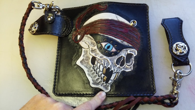Leather Wallet Pirate Skull - Etsy