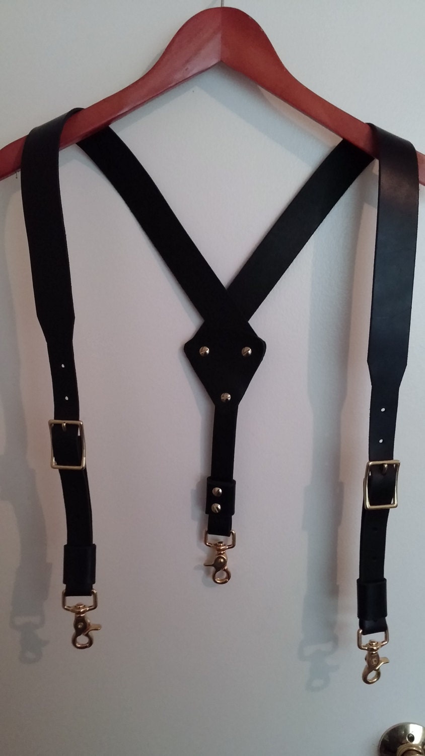 Harness Leather Suspenders Brass Hard Wear | Etsy