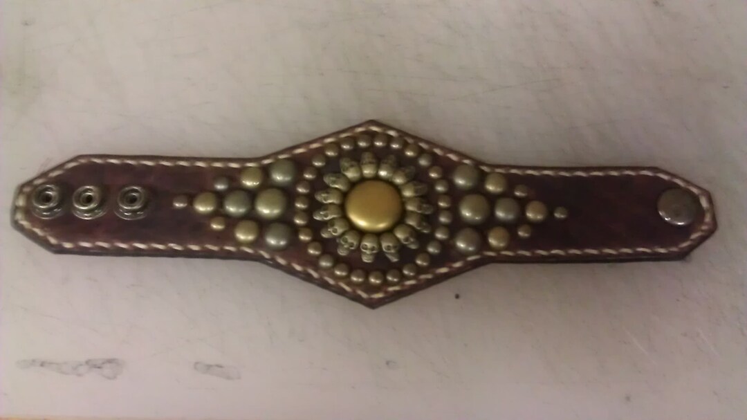 Skull and Spot Leather Cuff - Etsy