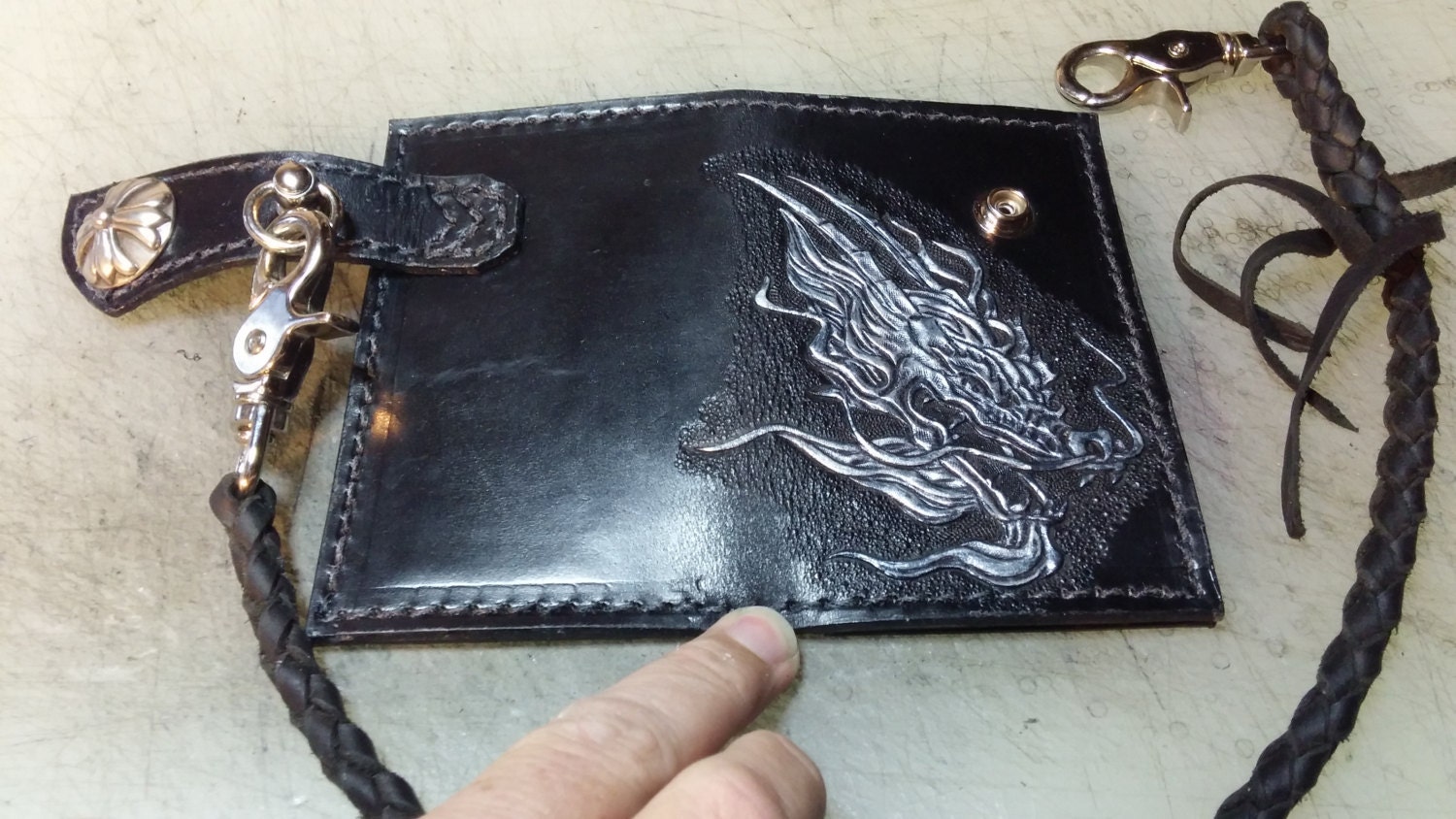 Leather Small Long Wallet Dragon | Etsy