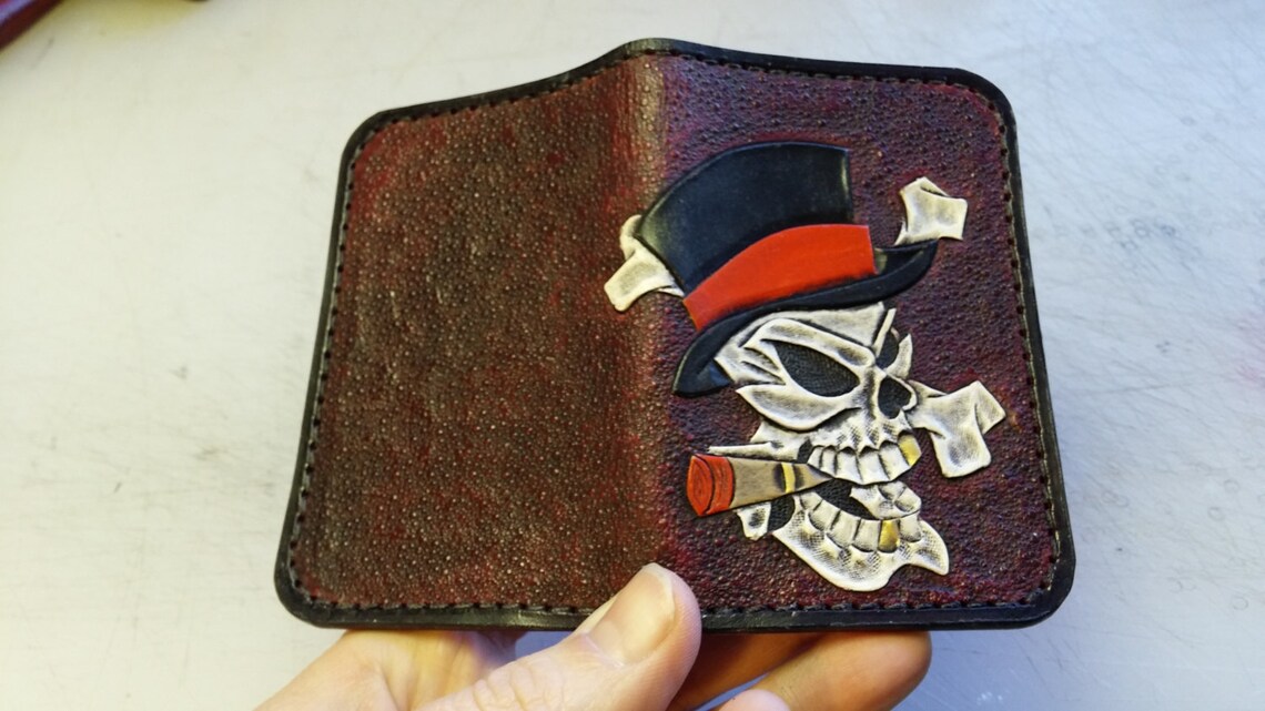 Leather Skull Wallet 2 Pocket - Etsy
