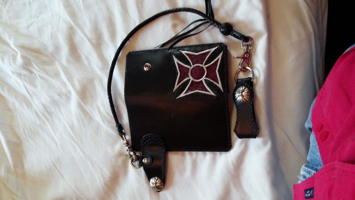 Biker Wallet With Iron Cross - Etsy Biker Wallet With Iron Cross - Etsy