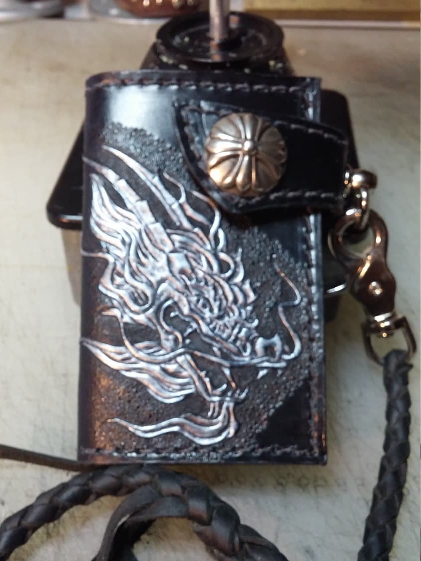 Leather Small Long Wallet Dragon - Etsy