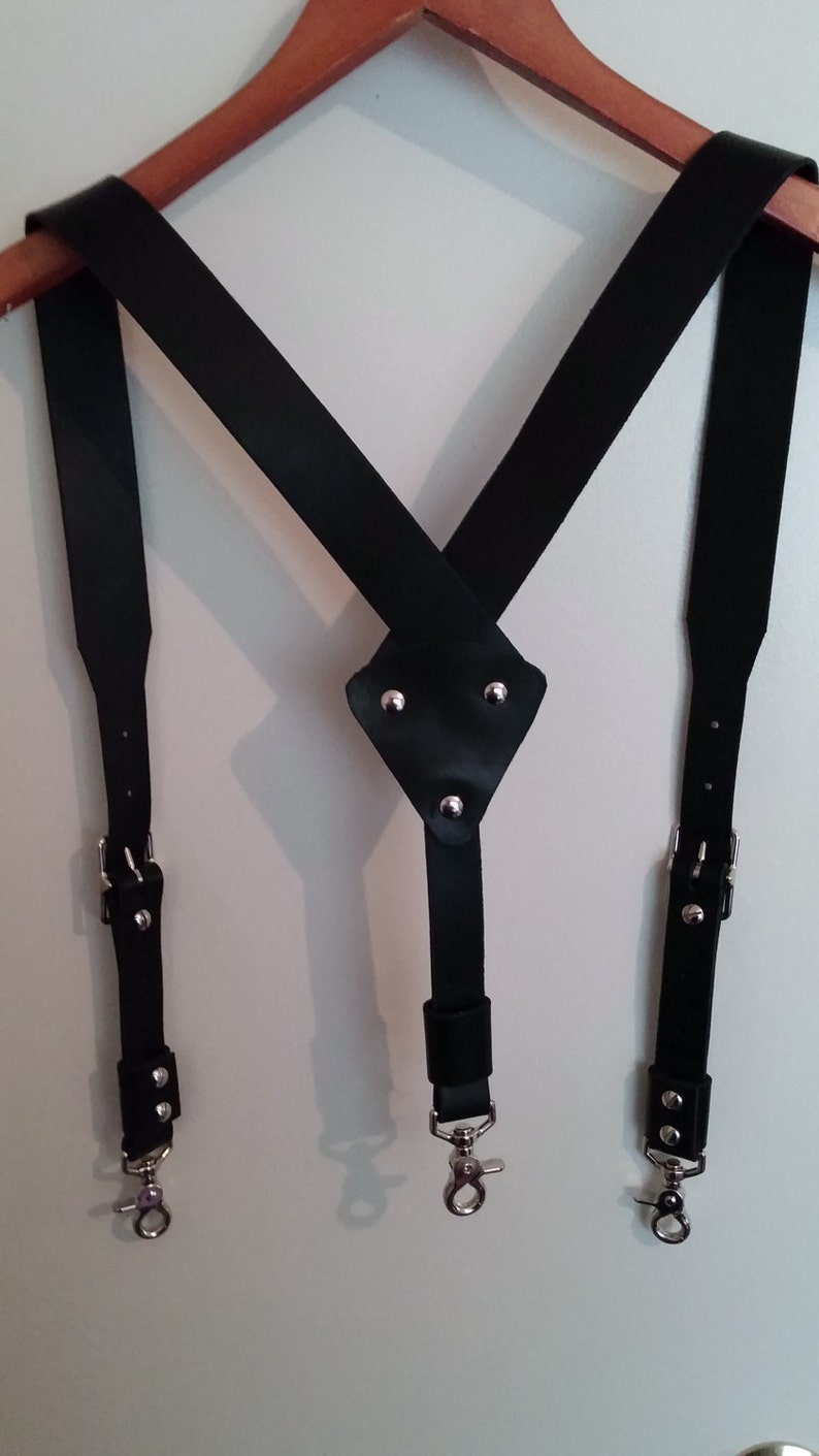 Harness Leather Suspenders Chrome Hard Wear - Etsy