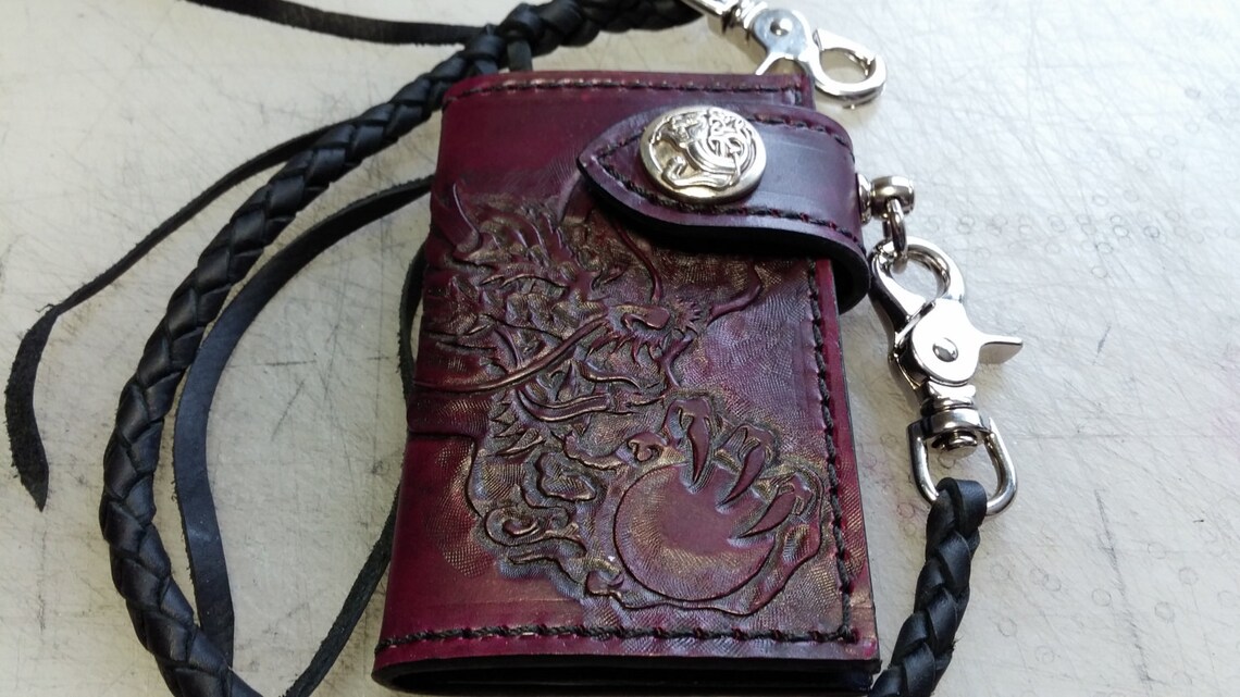 Leather Short Long Wallet Dragon | Etsy