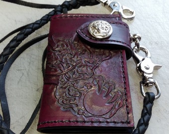 Leather Small Long Wallet Dragon | Etsy