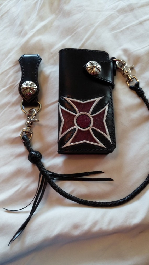 Biker Wallet With Iron Cross - Etsy Biker Wallet With Iron Cross - Etsy