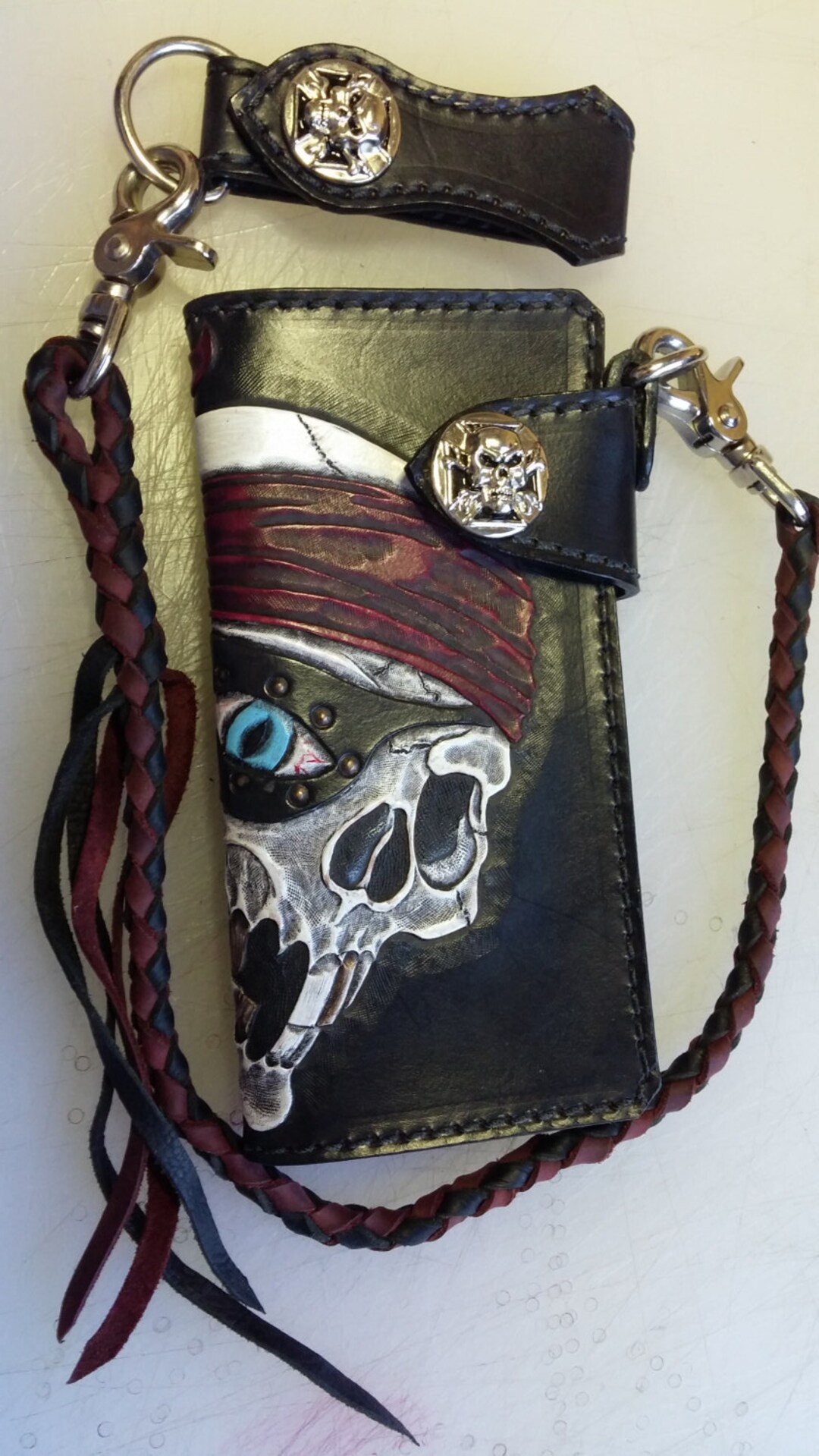 Leather Wallet Pirate Skull - Etsy