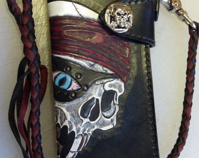 Leather Wallet Pirate Skull - Etsy