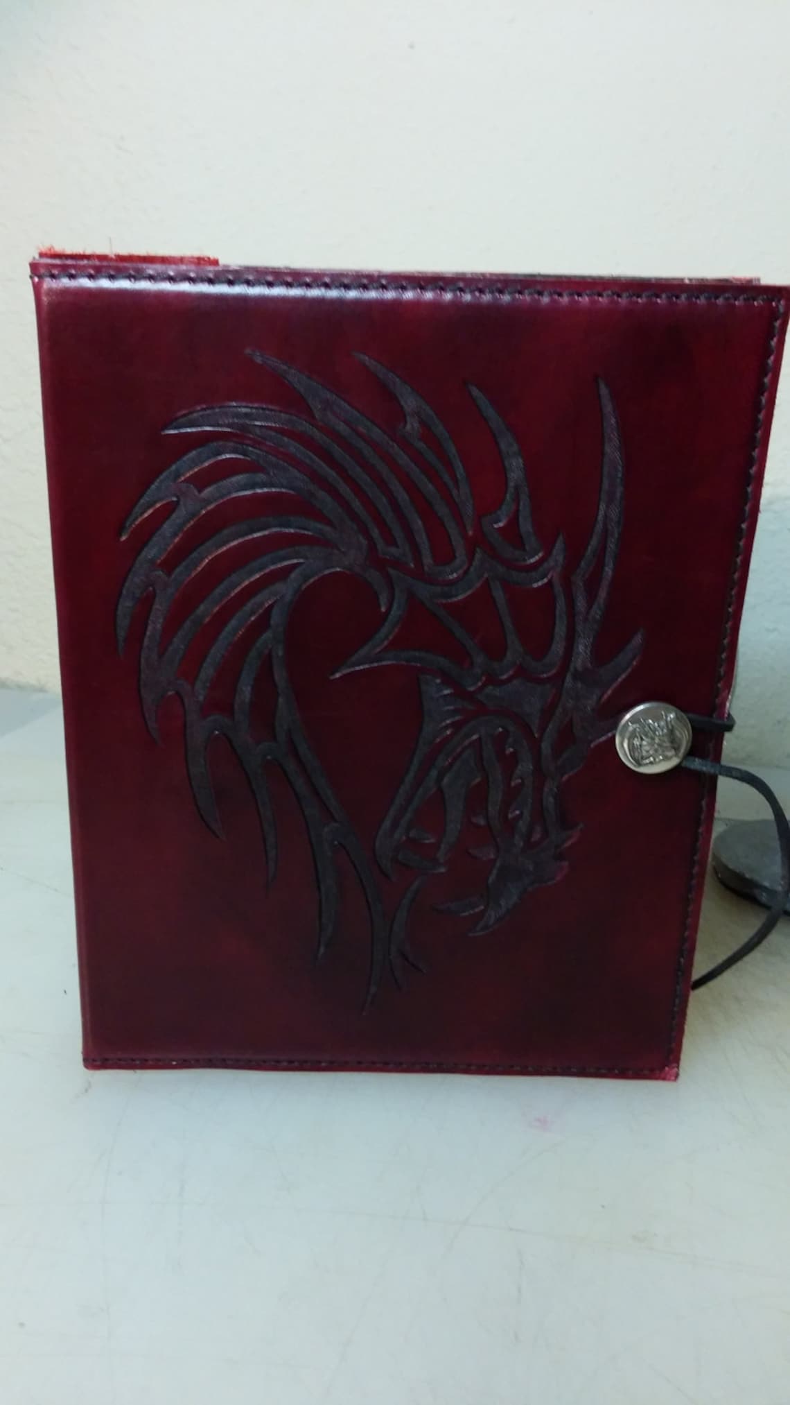 Leather bolt Bound Dragon Tooled Book - Etsy