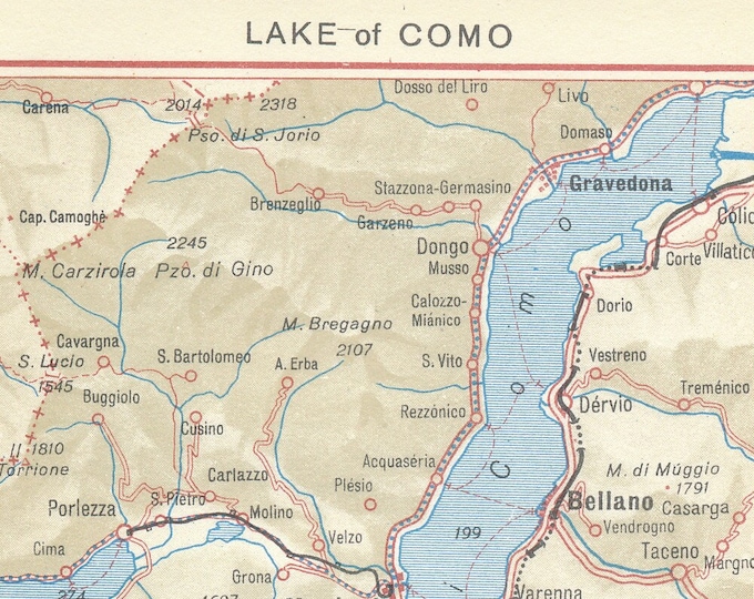 1948 Lake Como Italy Vintage Map - Etsy