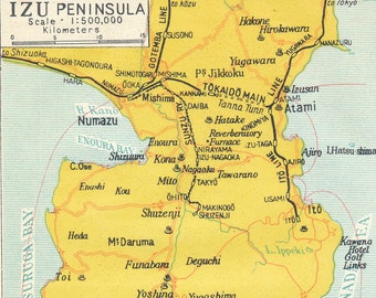 1974 Izu Peninsula Japan Vintage Map | Etsy