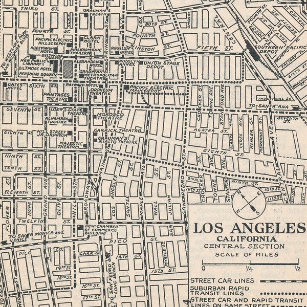 Los Angeles Map - Etsy