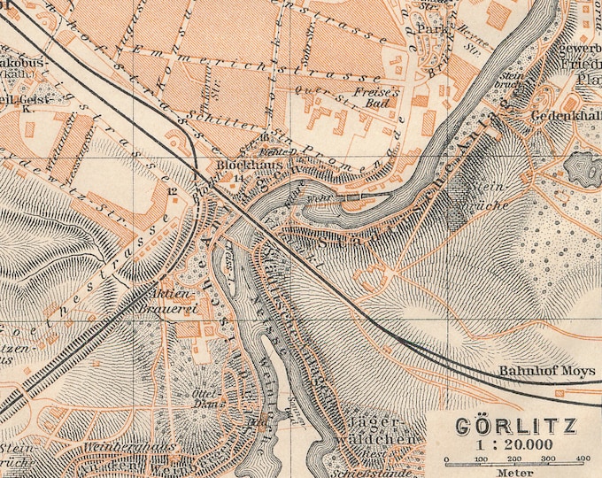 1913 Gorlitz Germany Antique Map - Etsy