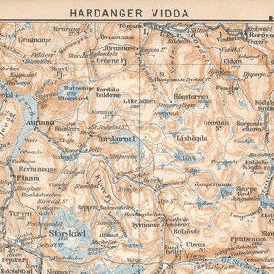 1903 Hardangervidda Norway Antique Map - Etsy