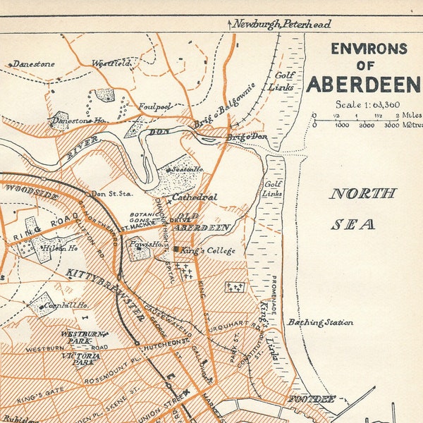Aberdeen Map Art - Etsy UK