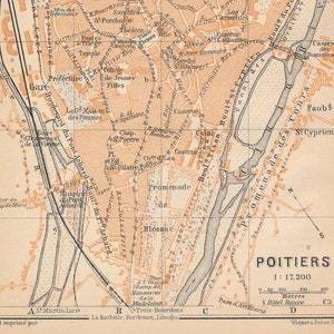 1912 Poitiers France Antique Map - Etsy