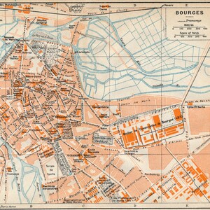 1932 Bourges France Antique Map - Etsy