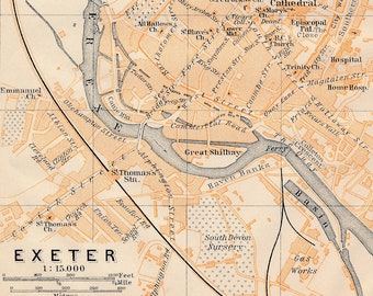 Exeter City Plan 1807 Antique Map of Exeter Canvas - Etsy UK