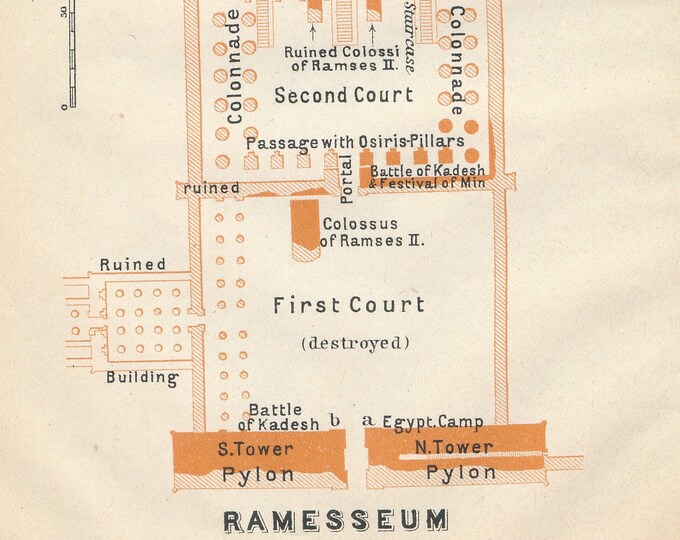1908 Ramesseum Egypt Antique Map - Etsy