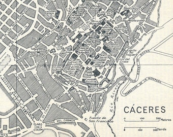 Old Cáceres Map - Etsy
