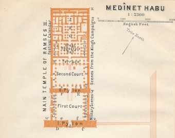 Prints Lithographs 1908 Tombs of the Caliphs Egypt Antique Map etna.com.pe