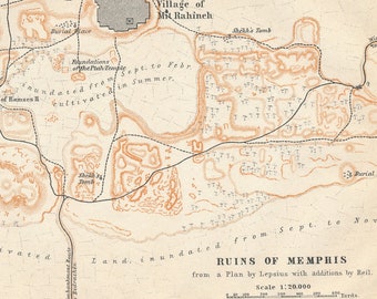 Prints Lithographs 1908 Tombs of the Caliphs Egypt Antique Map etna.com.pe